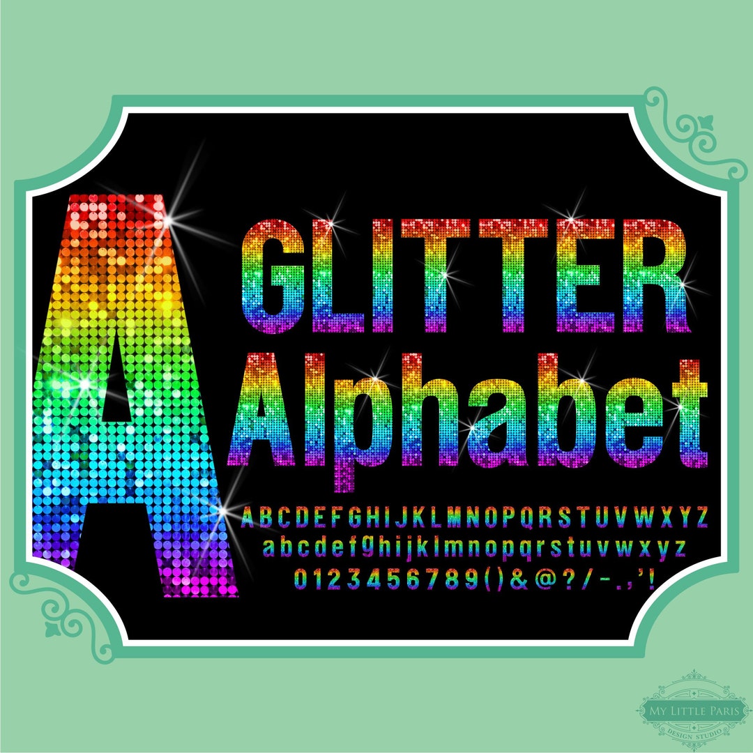 PNG Glitter Clip Art Letters Font Numbers Instant Download Files ...