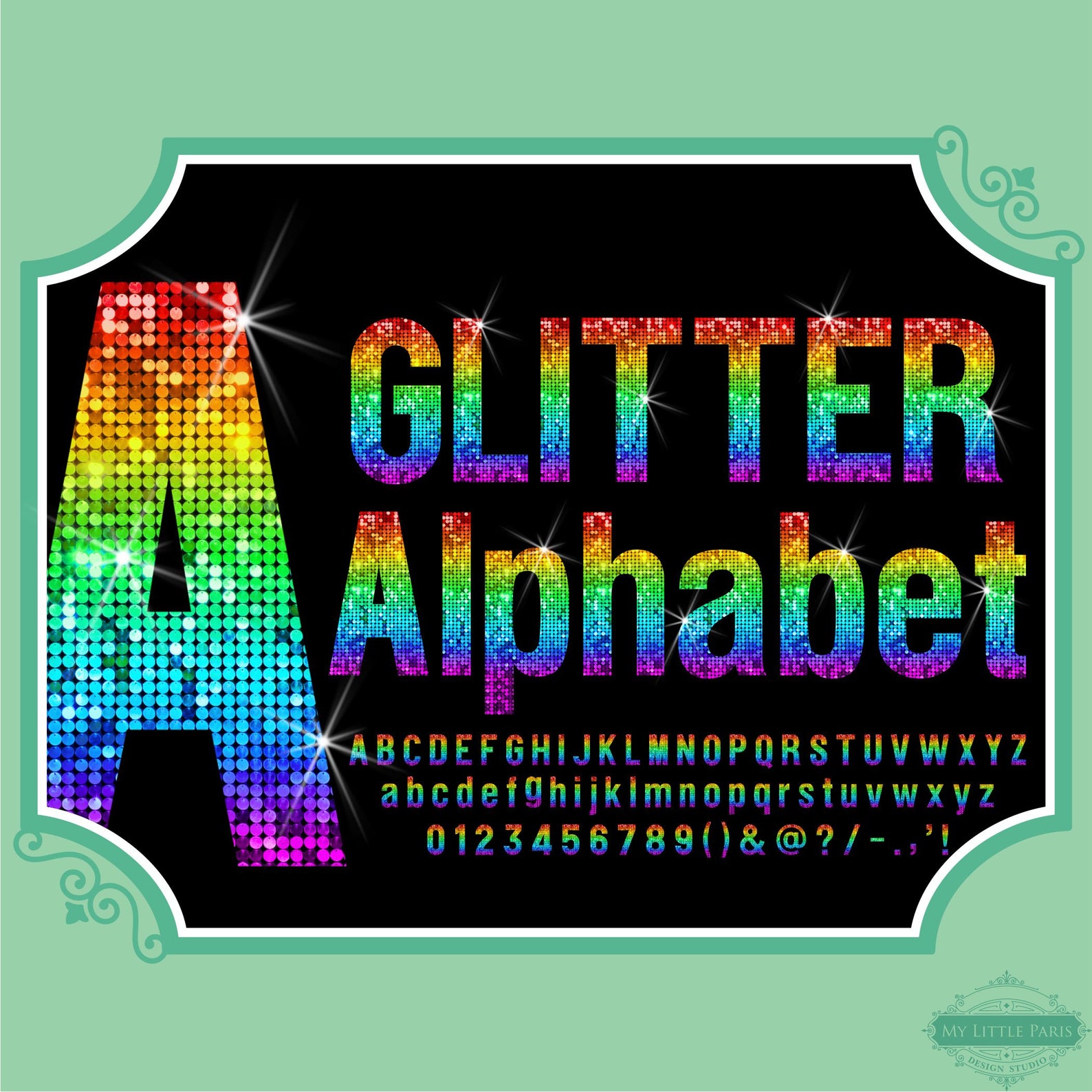 PNG Glitter Clip Art Letters Font Numbers Instant Download - Etsy
