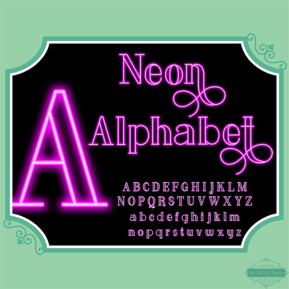 Neon Script Line Glow Effect Alphabet PNG Clip Art Letters | Etsy