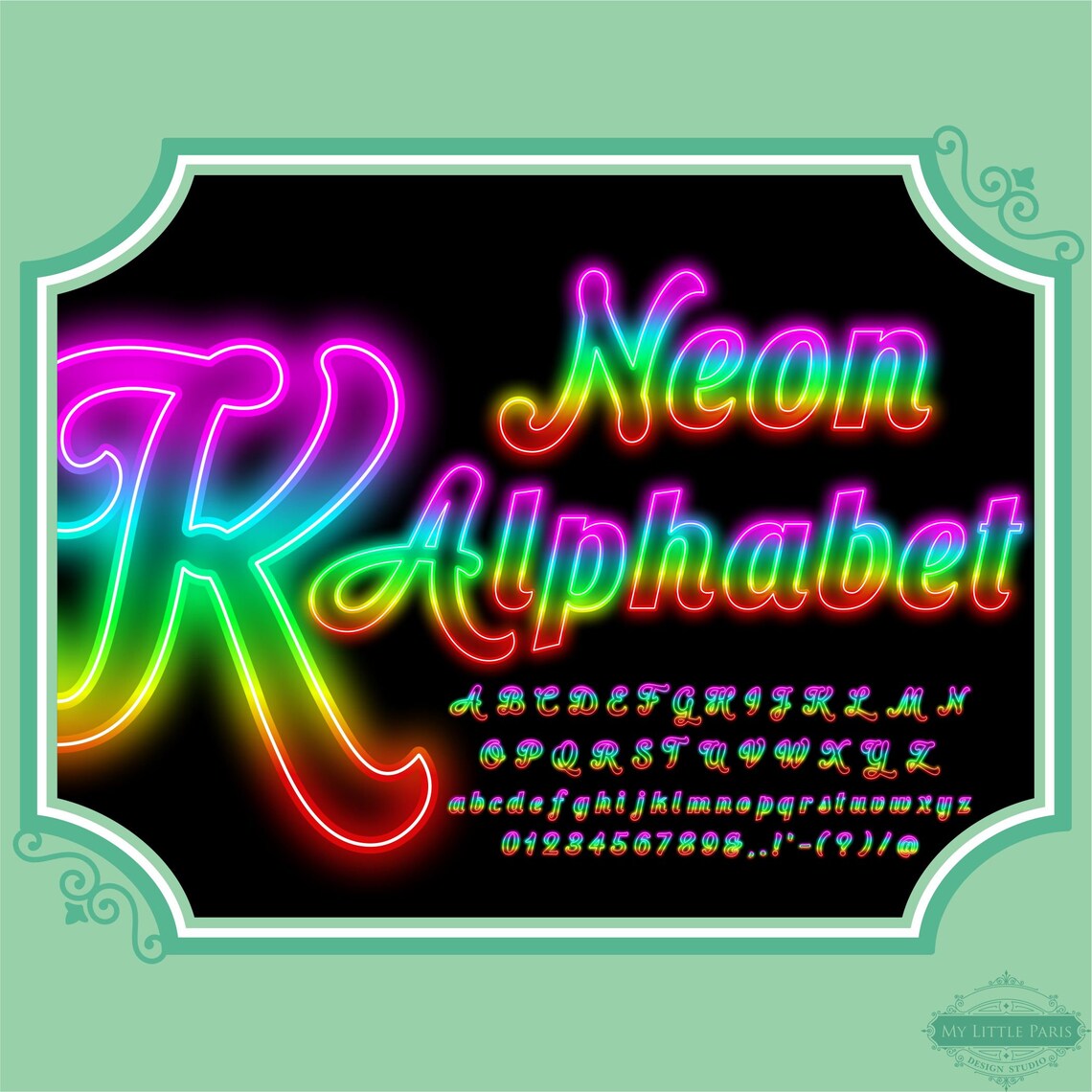 Neon Multicolor Rainbow Script Alphabet B PNG Clip Art Letters - Etsy UK