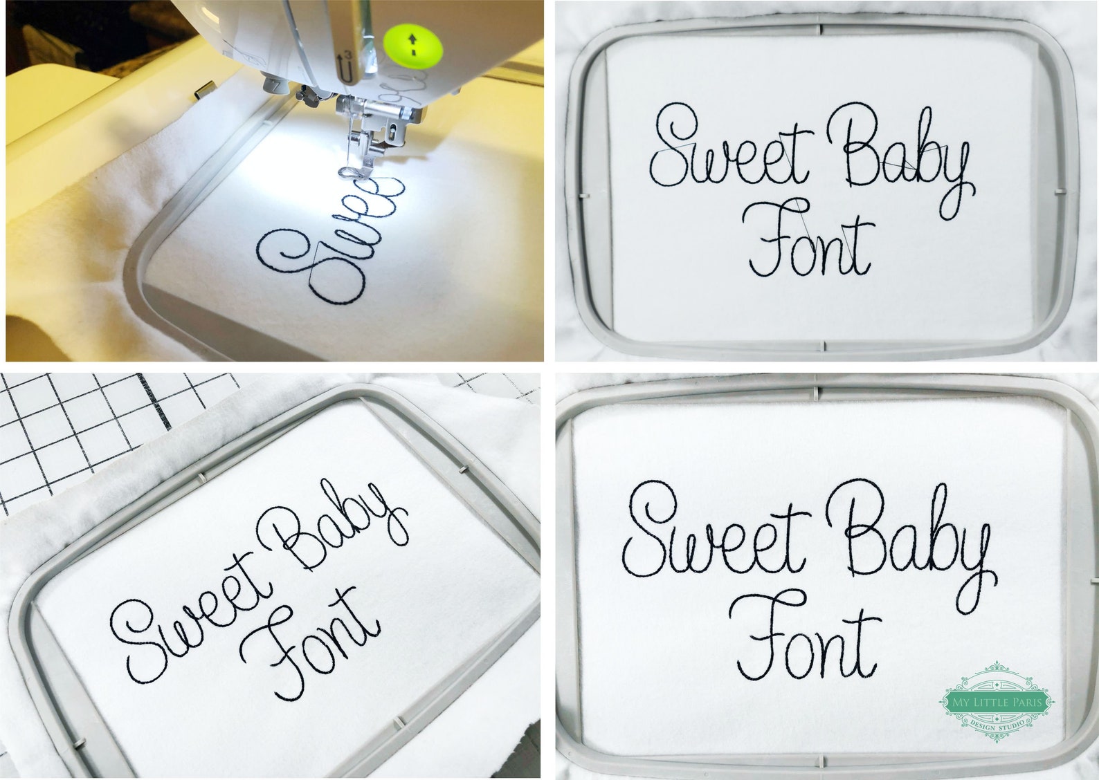 Embroidery Bean Stitch Sweet Baby Font - 0.75" 1" 1.5" 2" 2.5" - BX ...