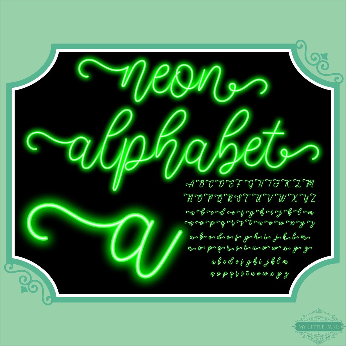Neon Script Line Glow Effect Alphabet PNG Clip Art Letters - Etsy