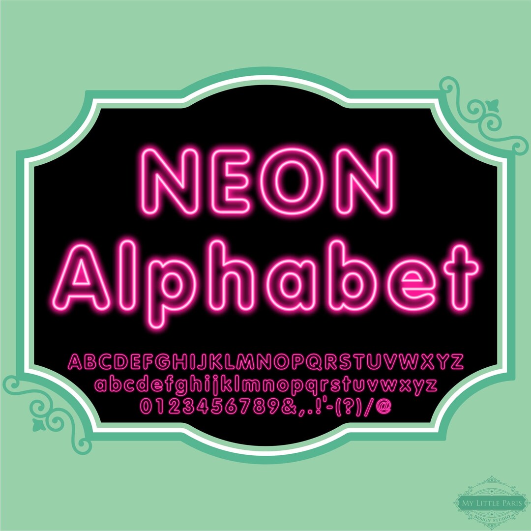 Neon Glow Effect Alphabet PNG Clip Art Pink Letters Font Numbers ...