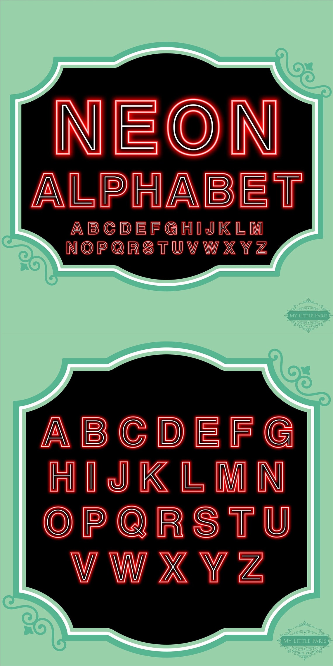 Neon Glow Effect Bundle 4 Colors Alphabet PNG Clip Art Letters | Etsy