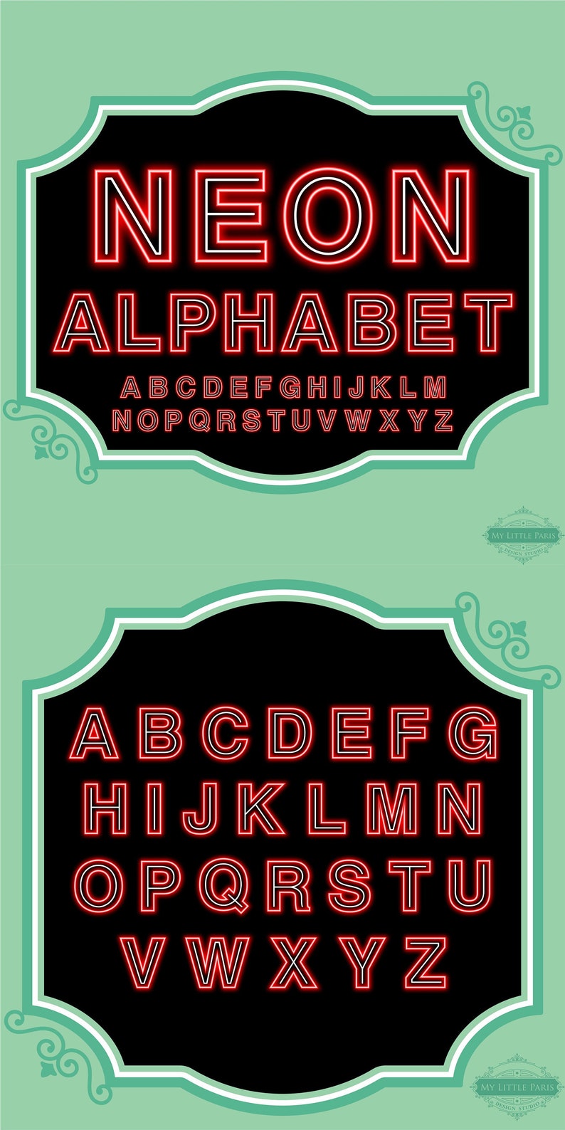 Neon Glow Effect Bundle 4 Colors Alphabet PNG Clip Art Letters | Etsy