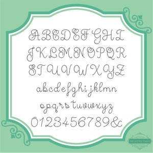 Embroidery Bean Baby Avery Script Font - 0.75" 1" 1.5" 2" - BX Included ...