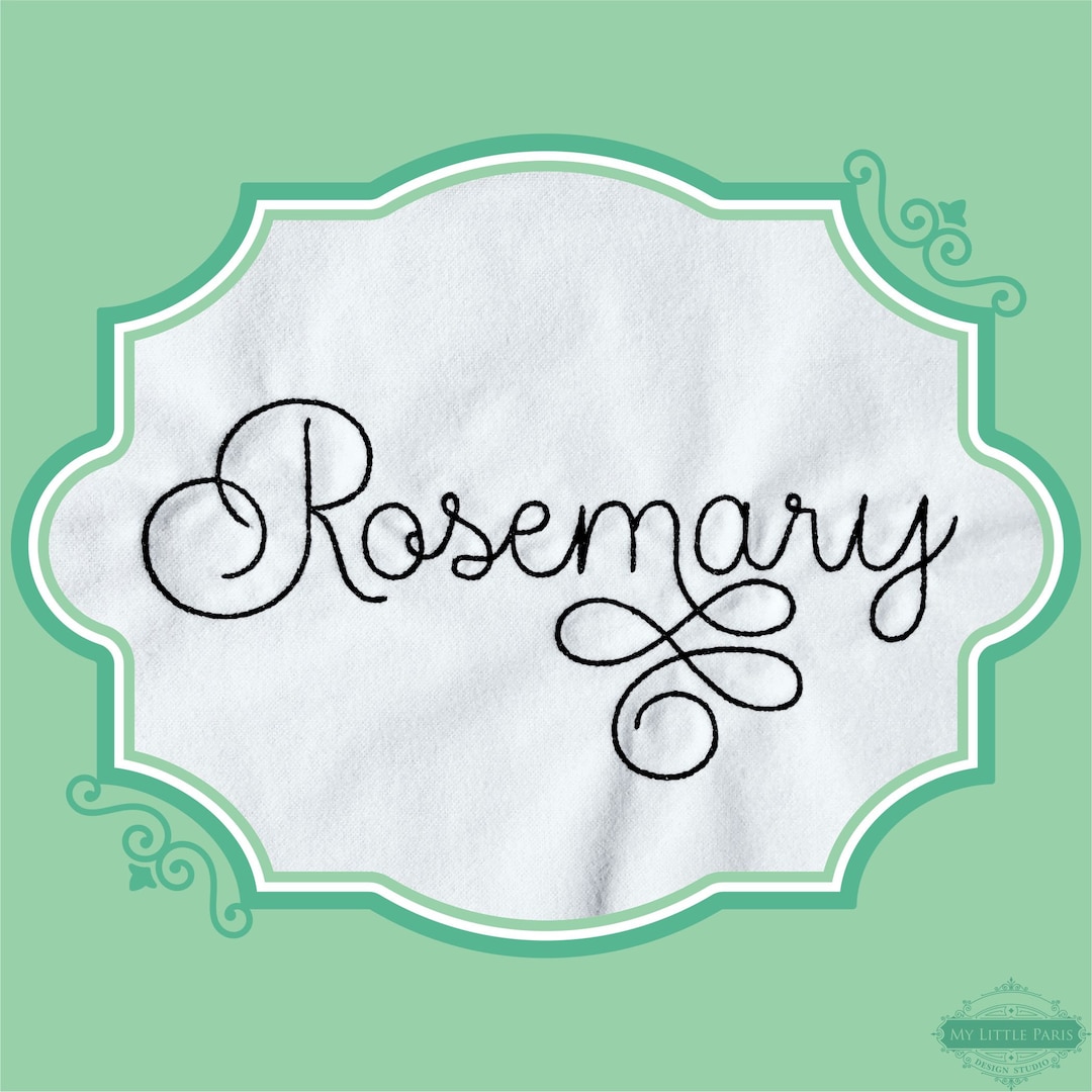 Embroidery Rosemary Script Font - 0.75" 1" 1.5" 2" - BX Included - 11 ...