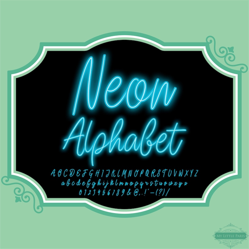 Neon Script Alphabet PNG Clip Art Letters Font Numbers Instant - Etsy