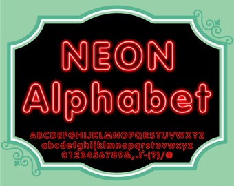 Neon Glow Effect Alphabet PNG Clip Art Green Letters Font | Etsy