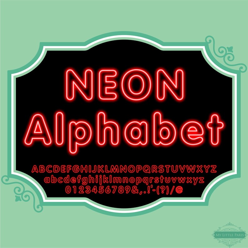 Neon Glow Effect Alphabet PNG Clip Art Red Letters Font - Etsy