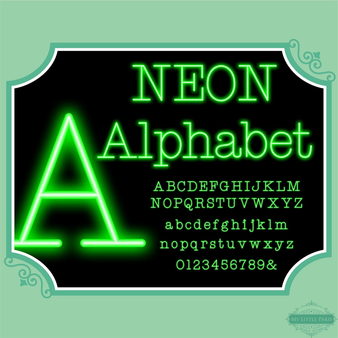 Neon Line Glow Effect Alphabet PNG Clip Art Letters Typewriter Font ...