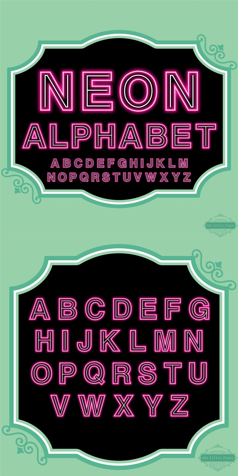 Neon Glow Effect Bundle 4 Colors Alphabet PNG Clip Art Letters | Etsy