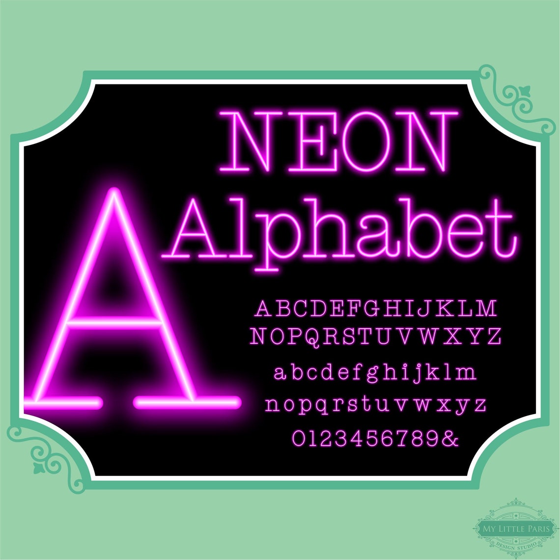 Neon Line Glow Effect Alphabet PNG Clip Art Letters Typewriter Font ...