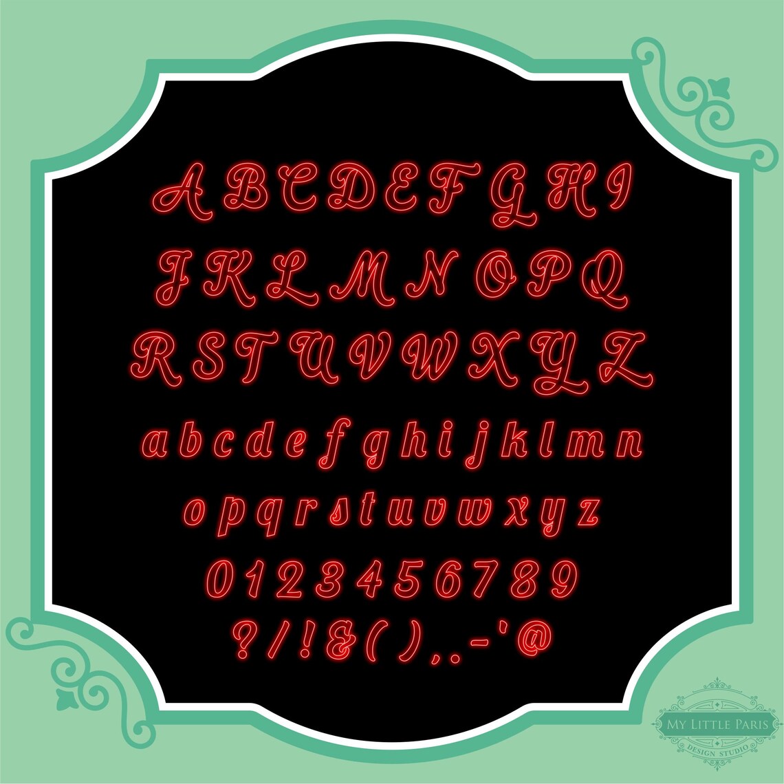 Neon Line Glow Effect Alphabet PNG Clip Art Letters Script | Etsy