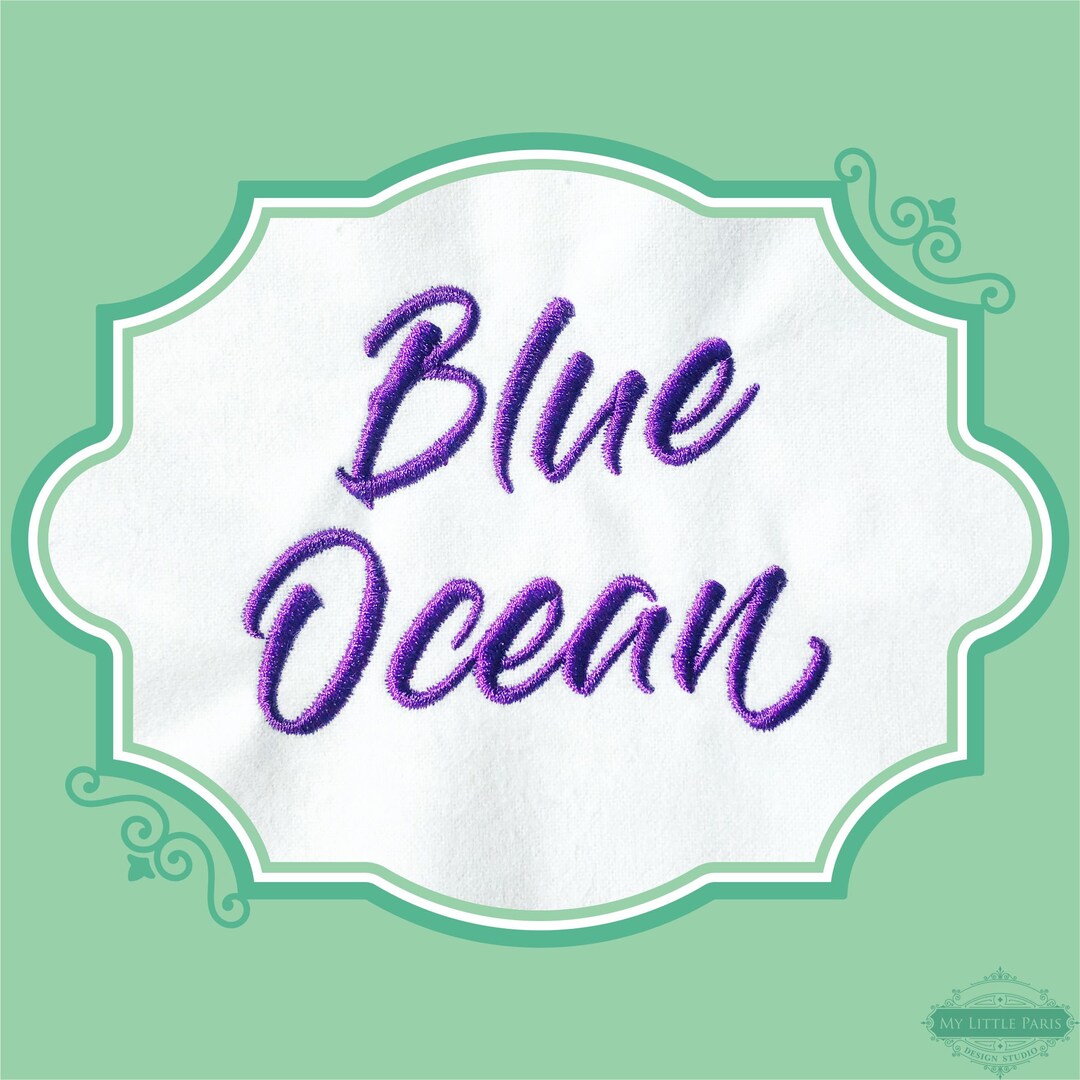 Embroidery Blue Ocean Font - 0.75" 1" 1.5" 2" - BX Included - 11 ...