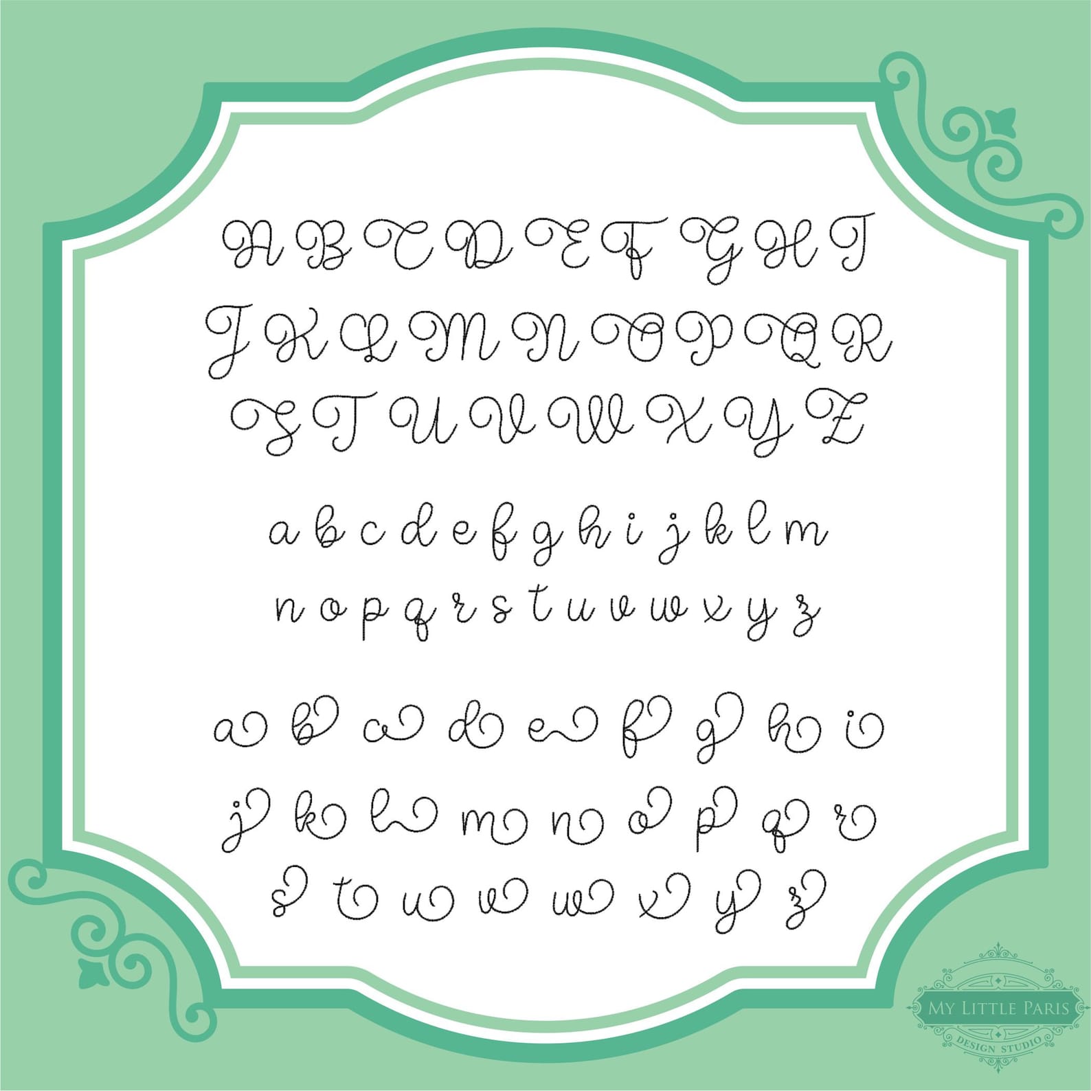 Embroidery Bean Hello Paris Script Font - 0.75" 1" 1.5" 2" - BX ...