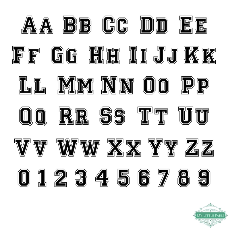 SVG PNG Alphabet Clip Art College Letters and Numbers Instant - Etsy