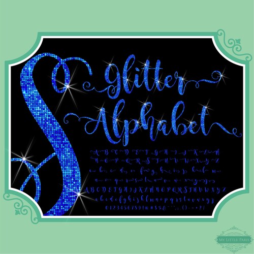 Blue Glitter Alphabet Numbers and Punctuation Clip Art - Etsy