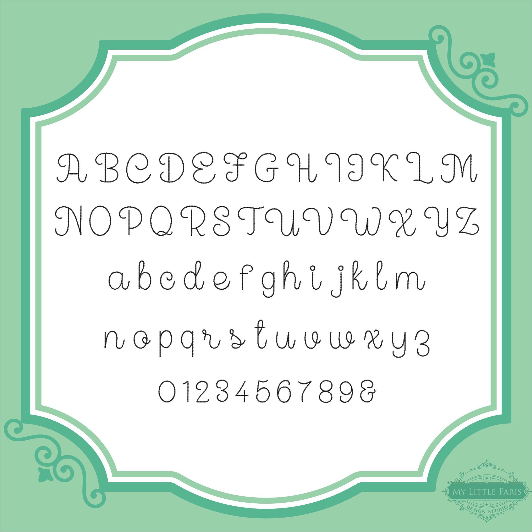 Embroidery Bean Baby Smiley Script Font - 0.75" 1" 1.5" 2" - BX ...