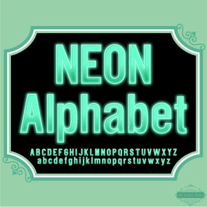 Neon Glow Effect Alphabet PNG Clip Art Letters Font Instant Download ...