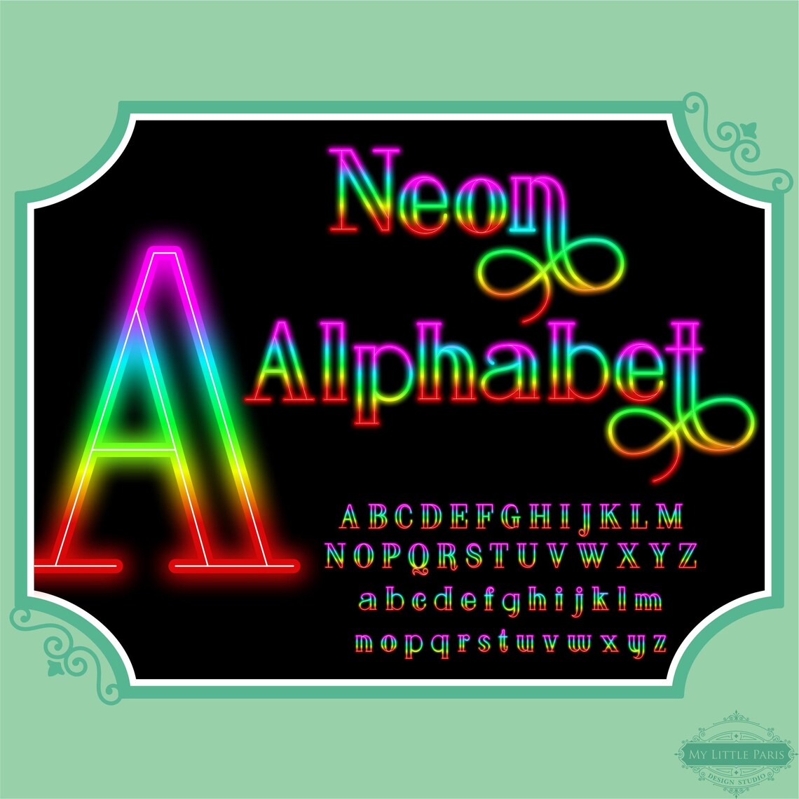 Neon Script Multicolor Rainbow Alphabet B PNG Clip Art Letters - Etsy