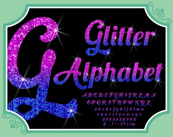 PNG Glitter Clip Art Letters Font Numbers Instant Download - Etsy