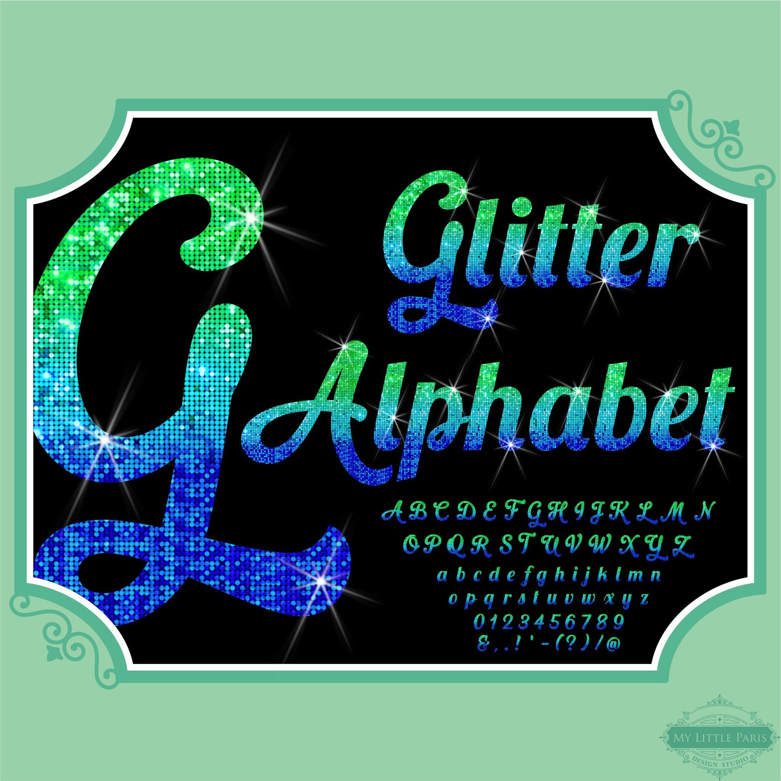 PNG Glitter Clip Art Letters Script B Font Numbers Instant - Etsy