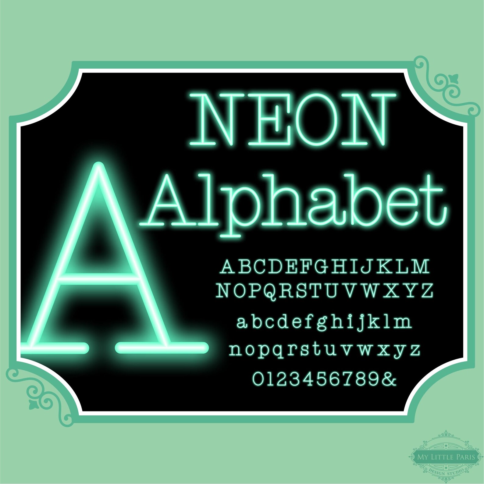 Neon Line Glow Effect Alphabet PNG Clip Art Letters Typewriter Font ...