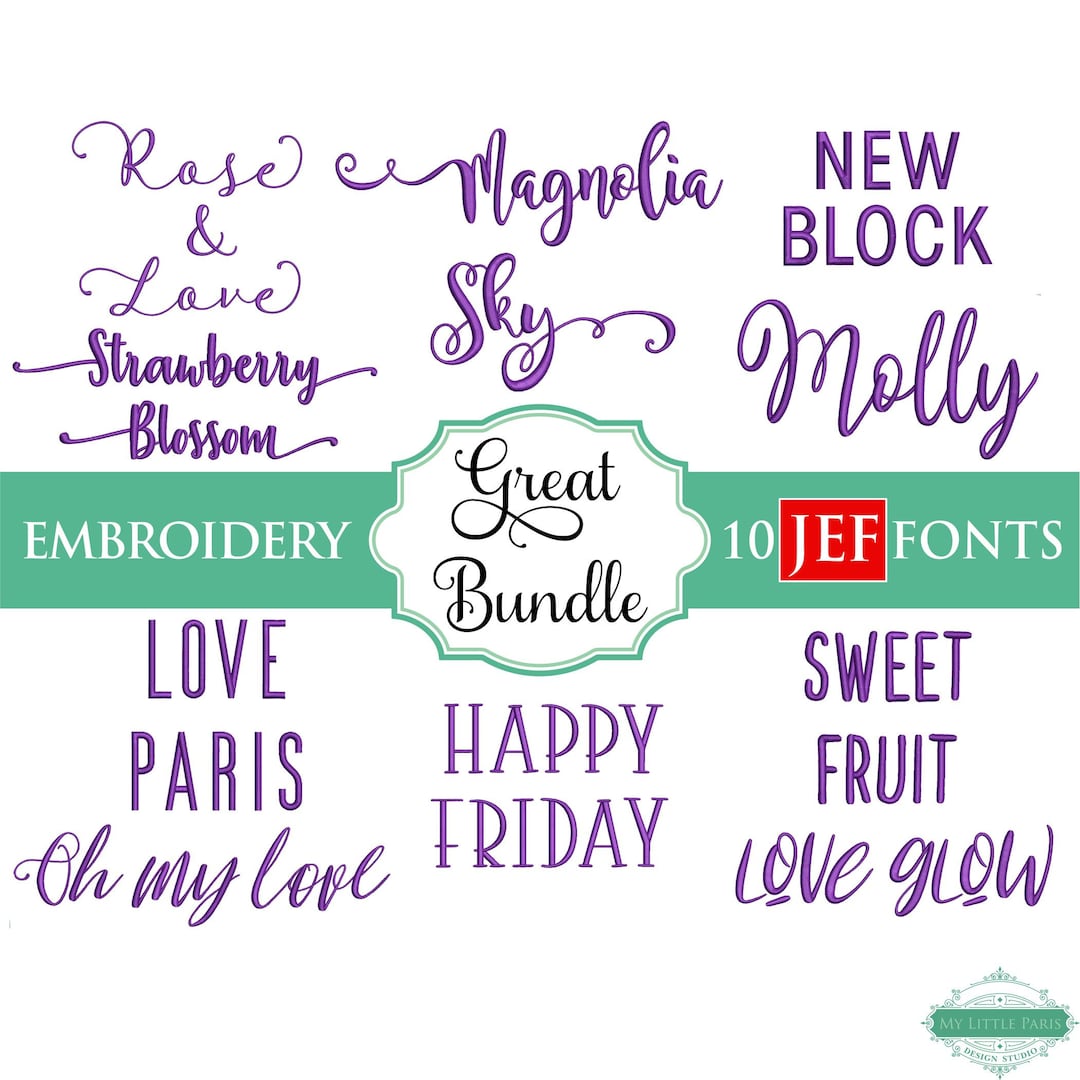 JEF Embroidery Font Bundle 0.75 1 1.5 2 10 JEF Fonts Instant Download ...