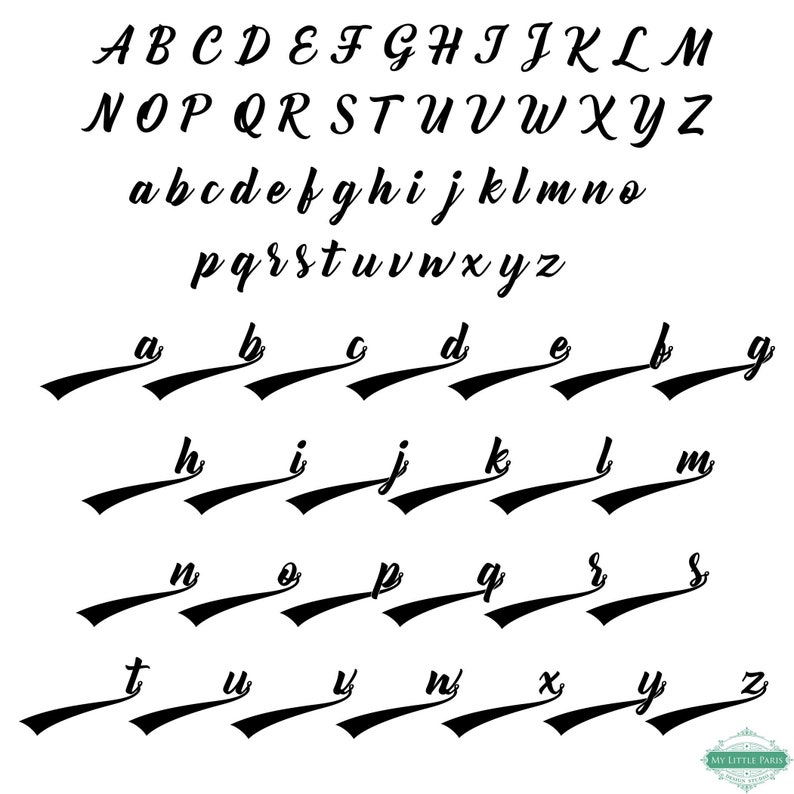 SVG Alphabet Clip Art Sport Tail Letters Instant Download - Etsy