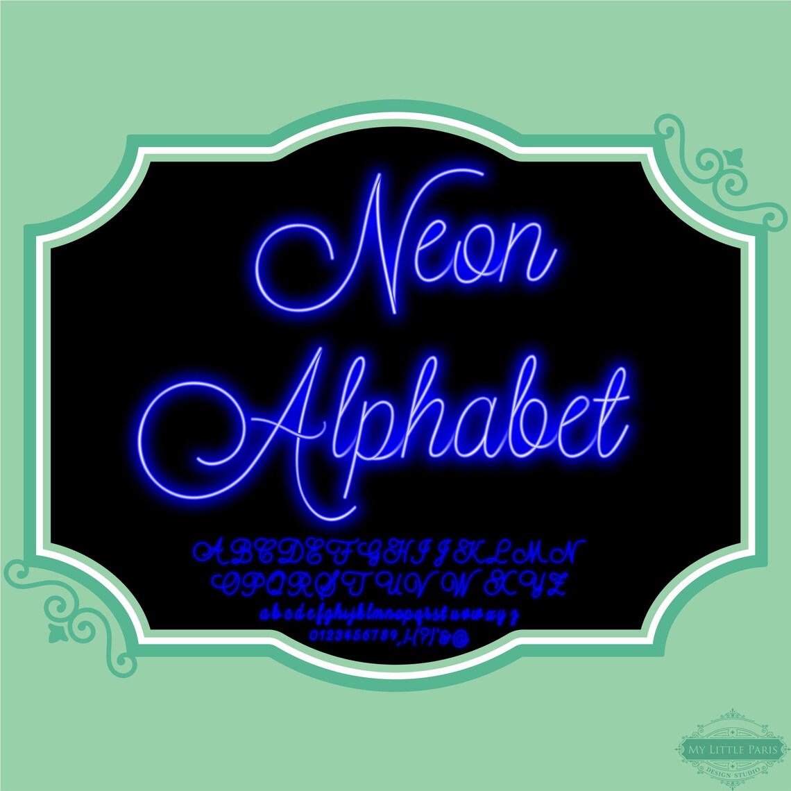 Neon Glow Effect Script Alphabet PNG Clip Art Letters Font - Etsy