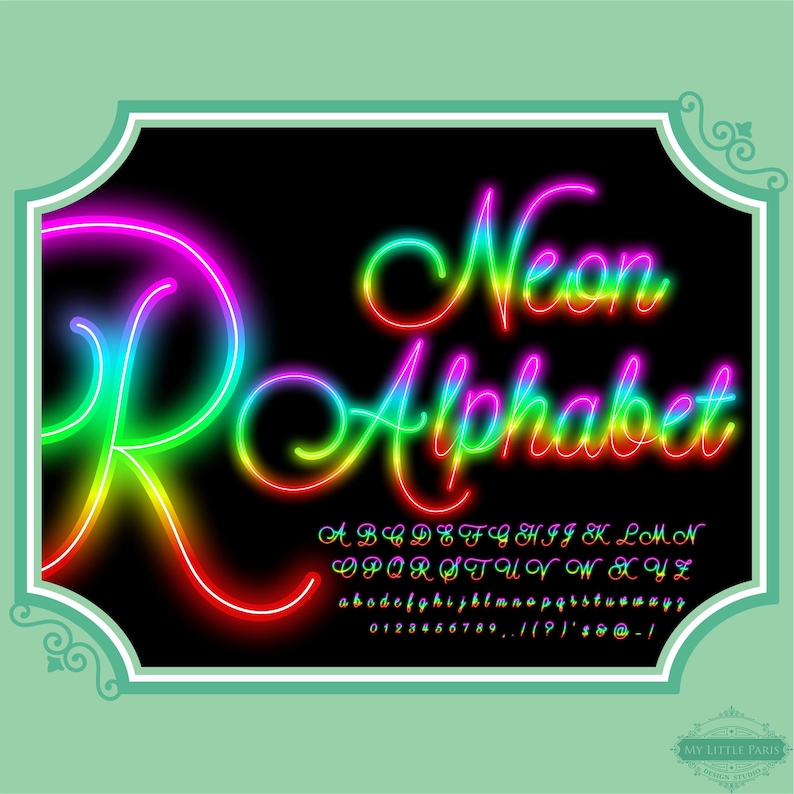 Neon Multicolor Rainbow Script Alphabet D PNG Clip Art Letters | Etsy