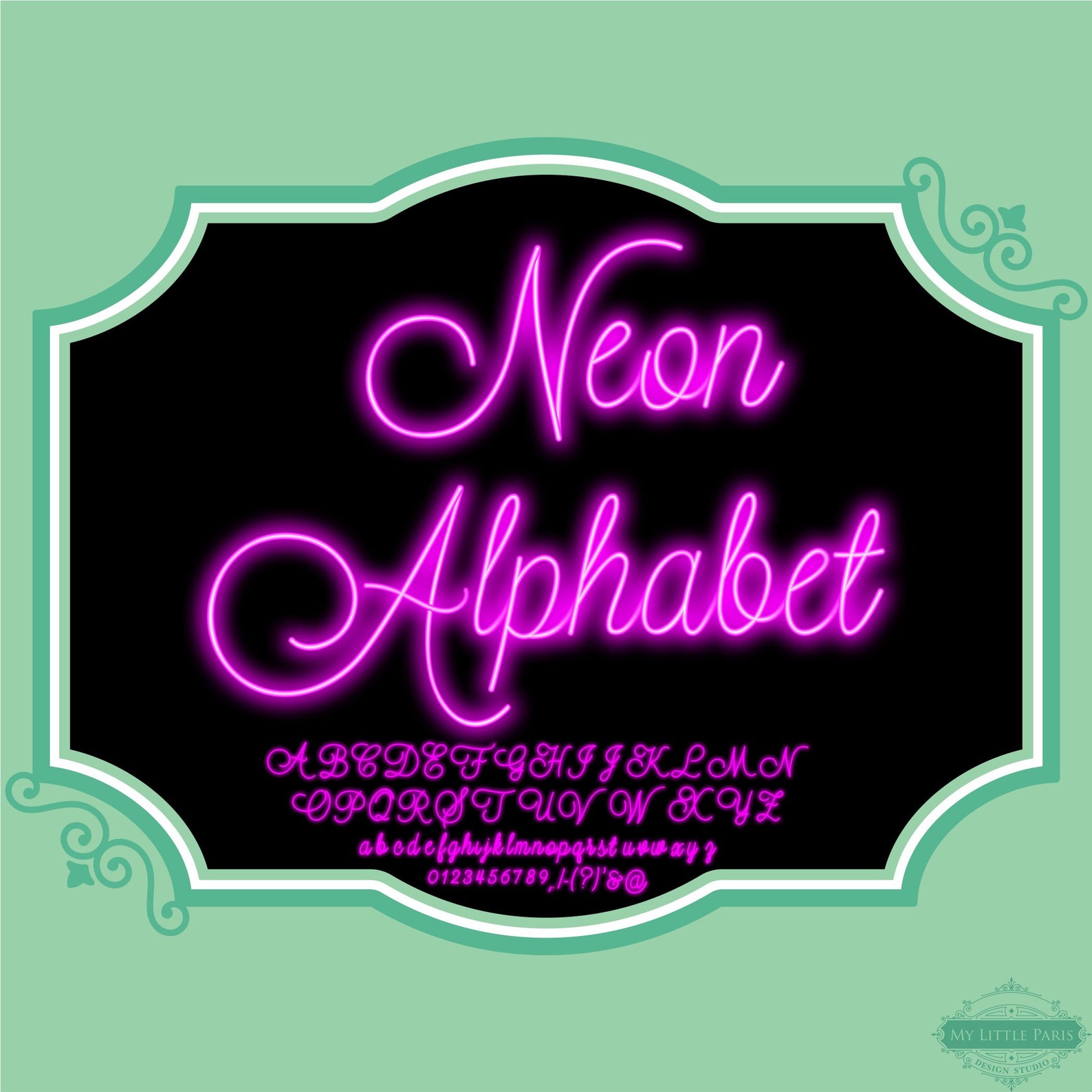 Neon Glow Effect Script Alphabet PNG Clip Art Letters Font - Etsy