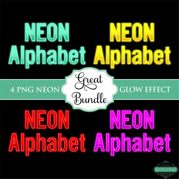 Neon Glow Effect Bundle 4 Colors Alphabet PNG Clip Art Letters - Etsy