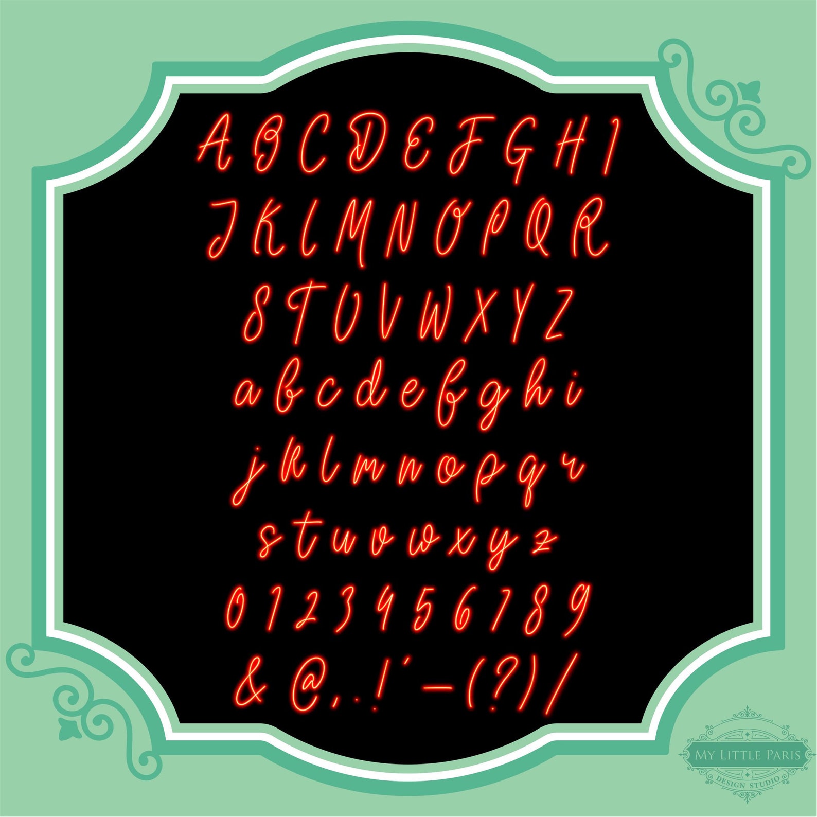 Neon Red Script Alphabet PNG Clip Art Letters Font Numbers | Etsy