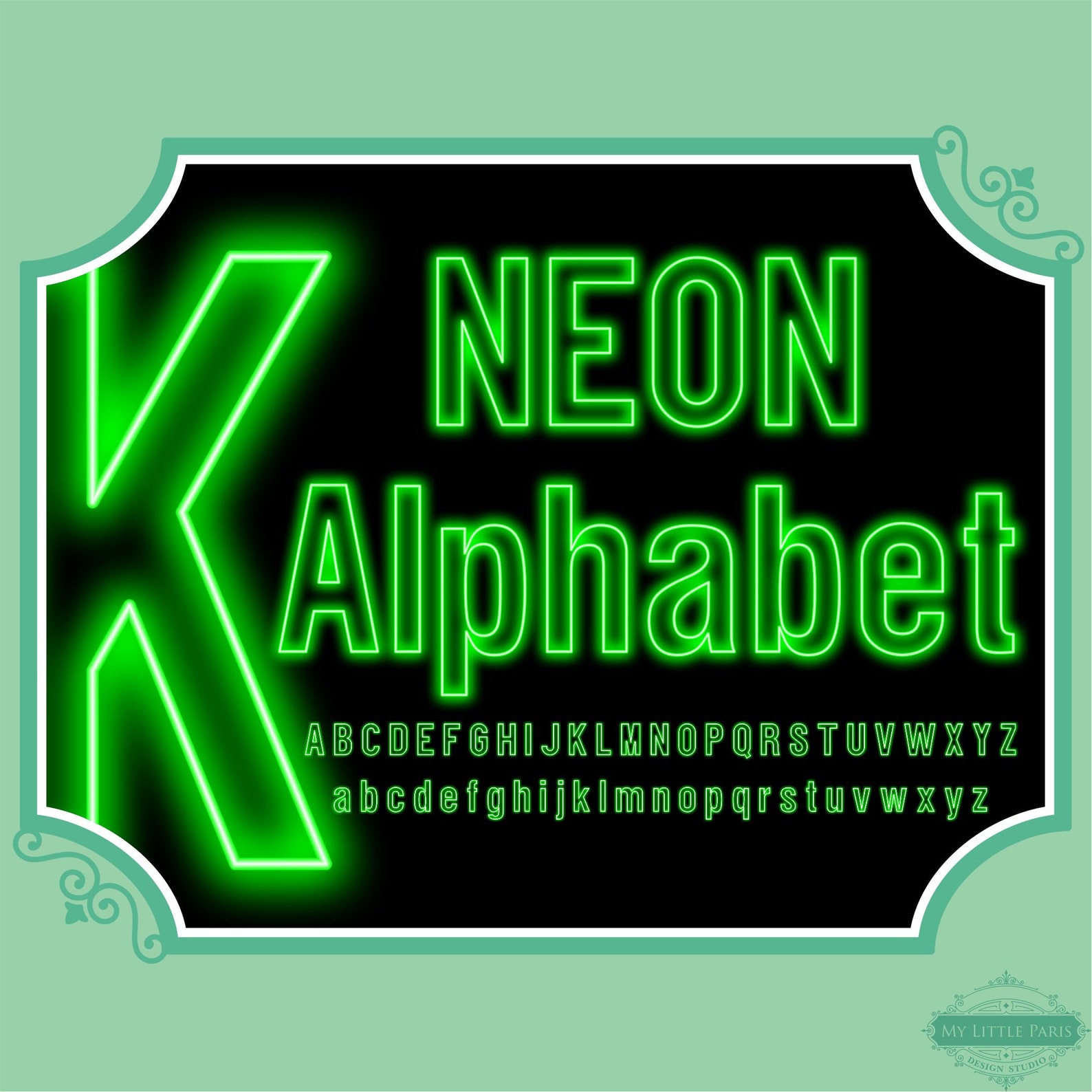 Neon Line Glow Effect Alphabet PNG Clip Art Letters Font - Etsy