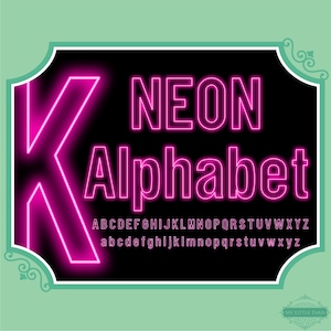 Neon Line Glow Effect Alphabet PNG Clip Art Letters Font Instant ...