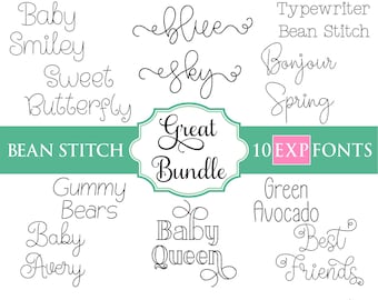 EXP Bean Stitch Embroidery Font Bundle 6 0.75 1 | Etsy