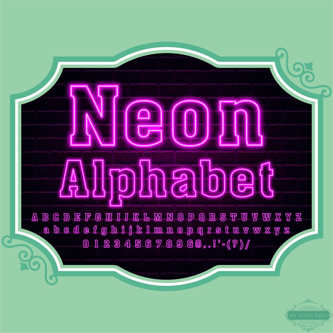 Neon Alphabet PNG Clip Art Letters Font Numbers Instant - Etsy