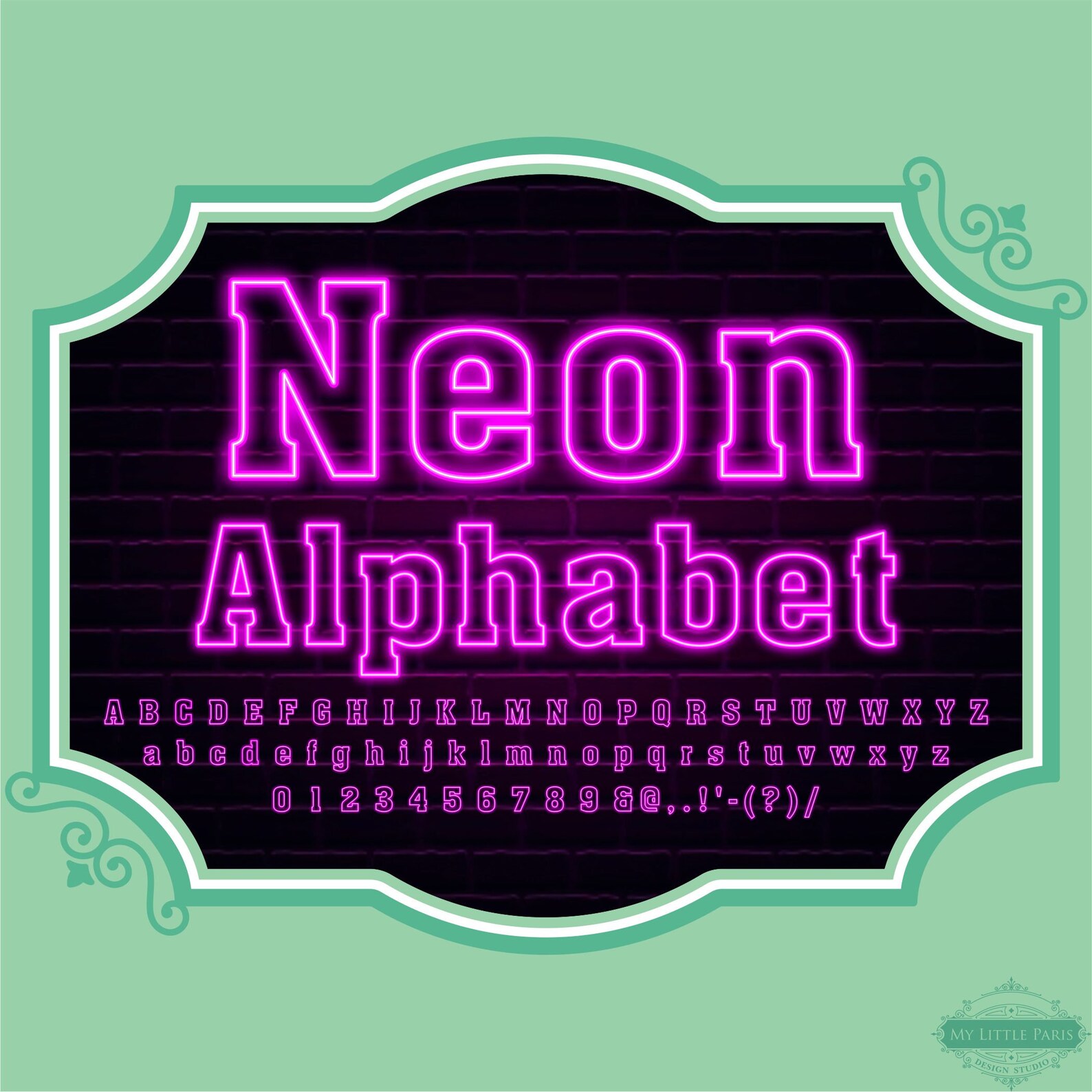 Neon Alphabet PNG Clip Art Letters Font Numbers Instant - Etsy