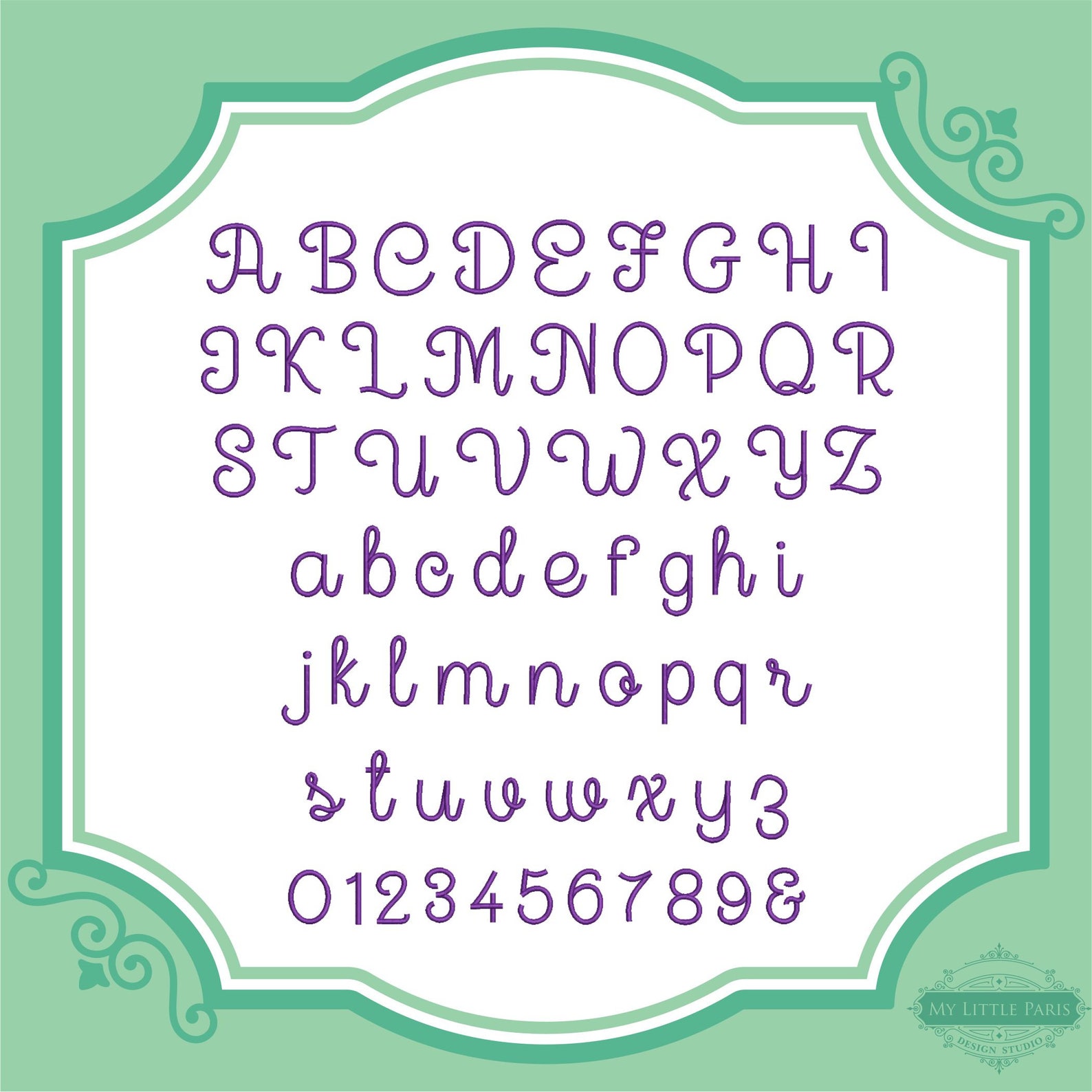 Embroidery Baby Smiley Satin Script Font - 0.75" 1" 1.5" 2" - BX ...