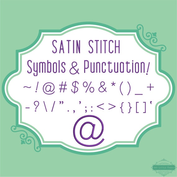 Embroidery Symbols & Punctuation Satin for Our Fonts Size - Etsy