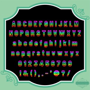 Neon Multicolor Rainbow Alphabet A PNG Clip Art Letters Font Numbers ...