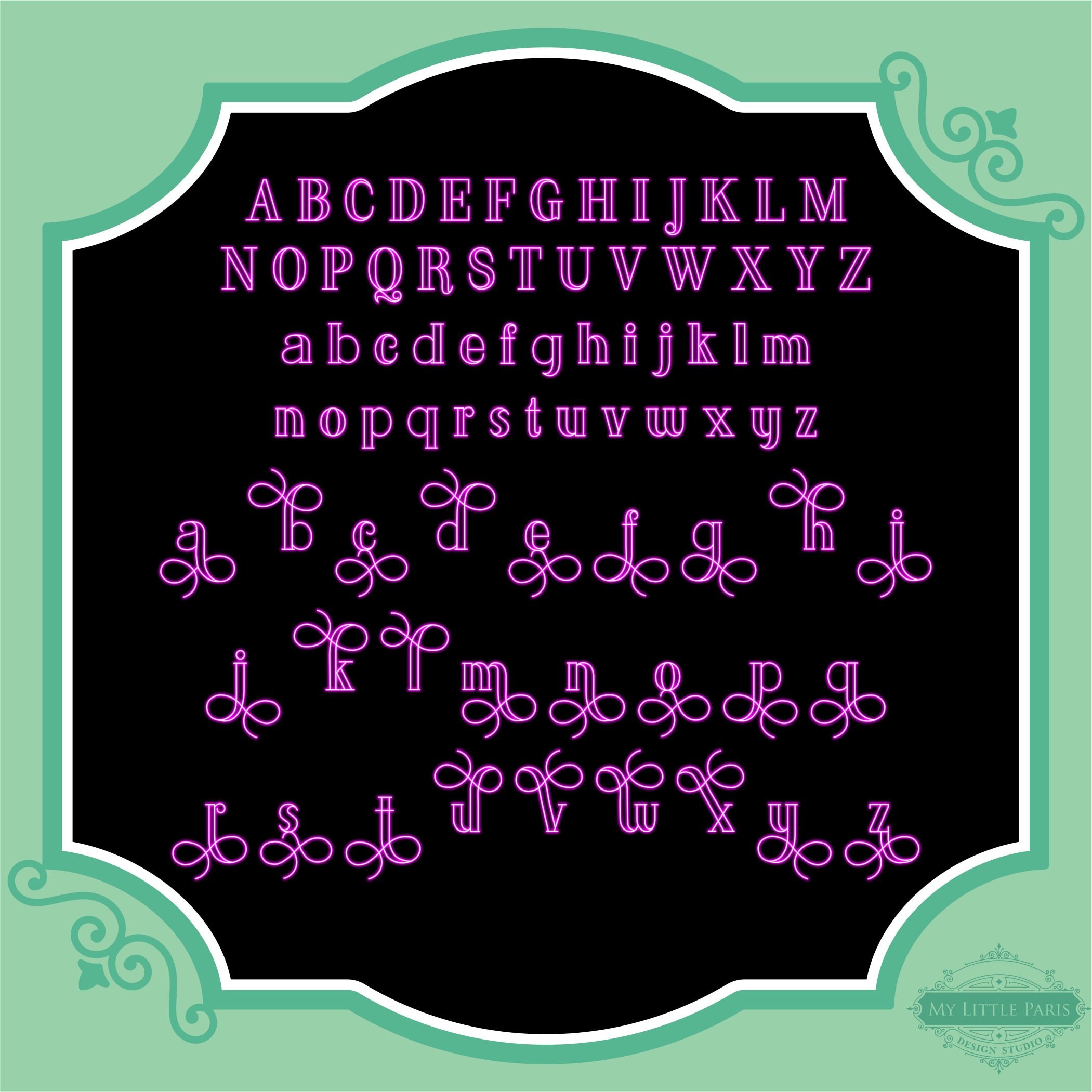 Neon Script Line Glow Effect Alphabet PNG Clip Art Letters | Etsy