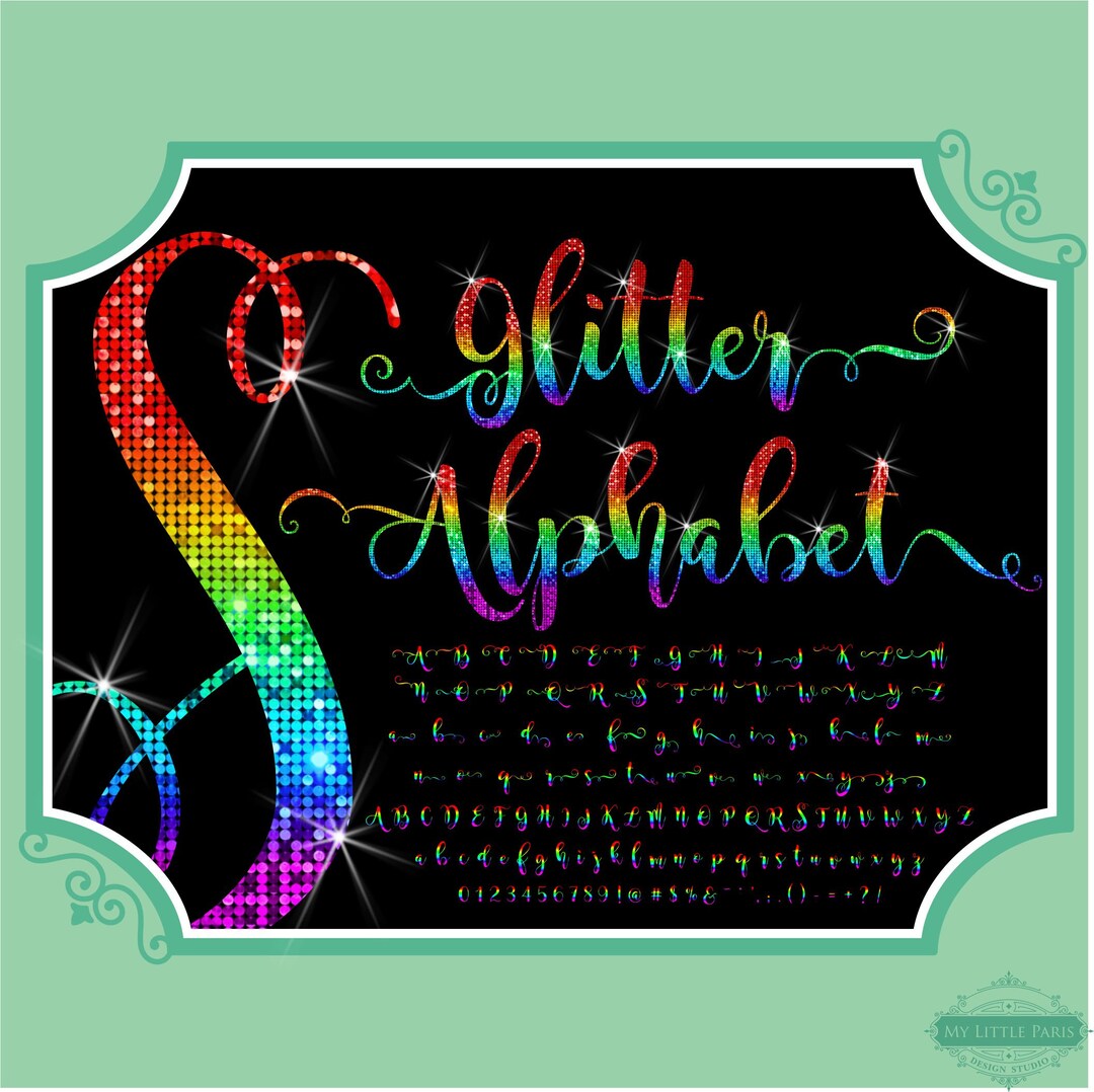 PNG Glitter Clip Art Letters Script Font Numbers Instant Download Files ...