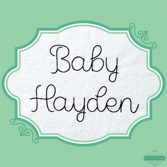 Embroidery Bean Baby Hayden Script Font 0.75 1 | Etsy