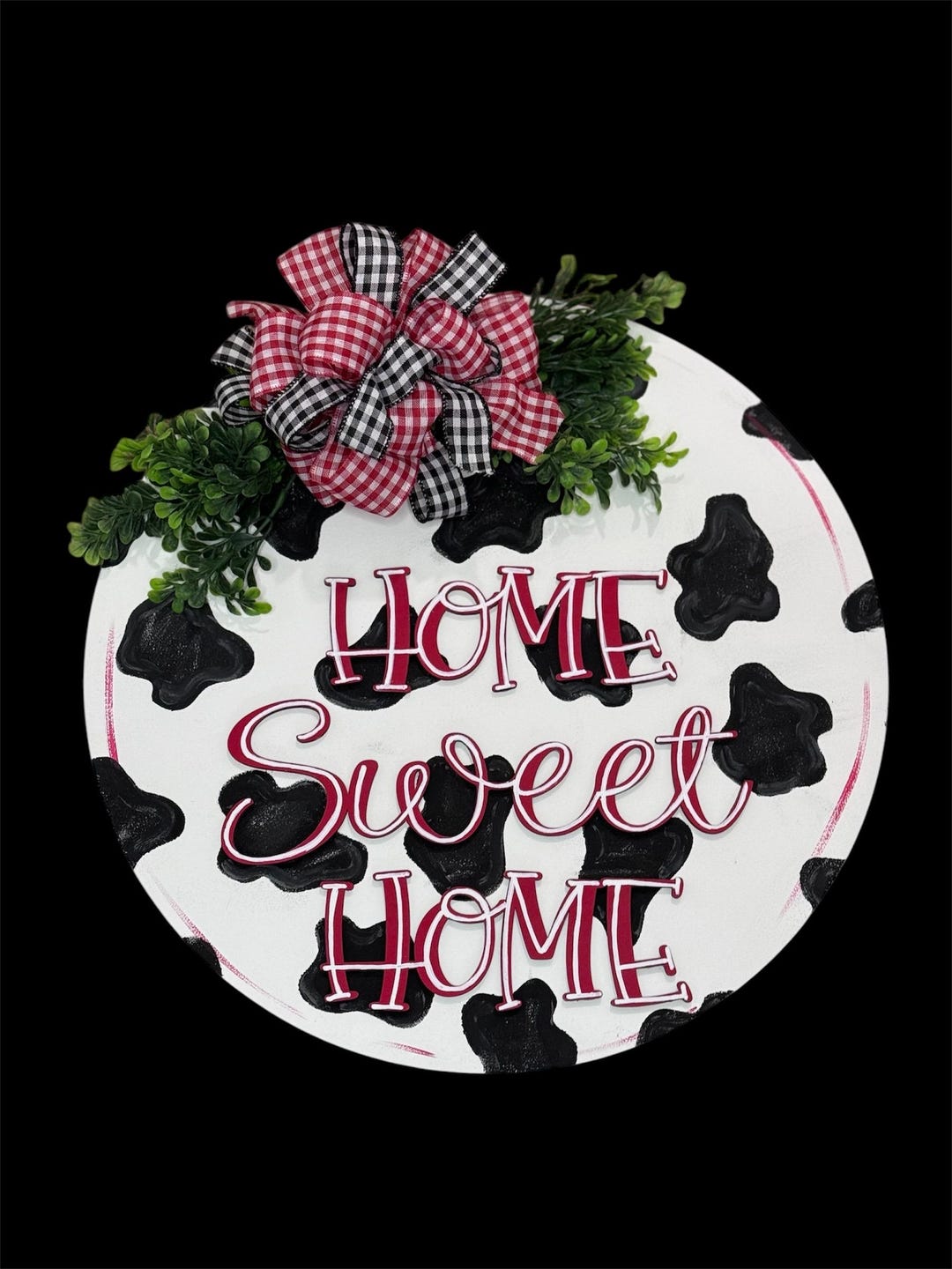 Cow Print Home Sweet Home Door Hanger - Etsy