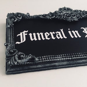 Gothic Wall Plaque, Silver Funeral in Progress Wooden Plaque, Gothic ...