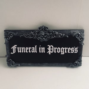 Gothic Wall Plaque, Silver Funeral in Progress Wooden Plaque, Gothic ...