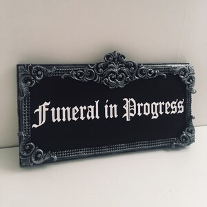 Gothic Wall Plaque, Silver Funeral in Progress Wooden Plaque, Gothic ...